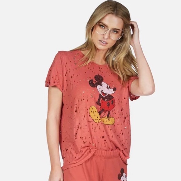 Lauren Moshi | Tops | Disney X Lauren Moshi Mickey Mouse Red Distressed ...